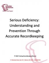 Serious Deficiency - RK Training FY22 | Provider Resources, Inc